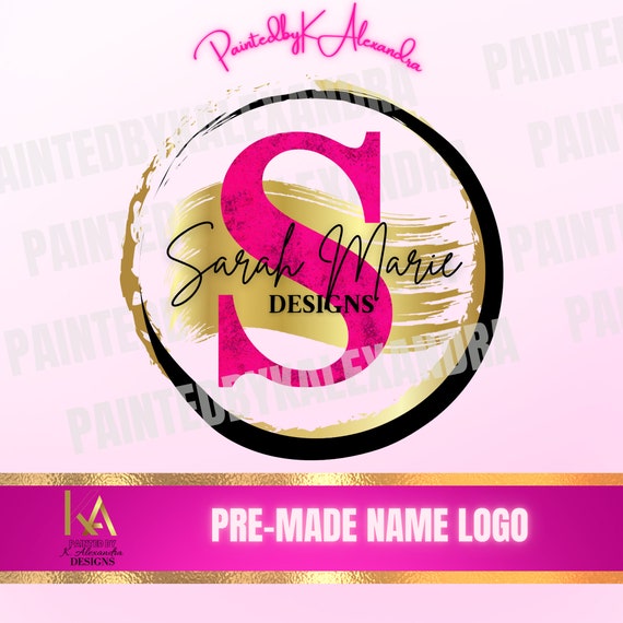Pink & Gold Logo Text Logo Pre-made Logo Design Luxury - Etsy