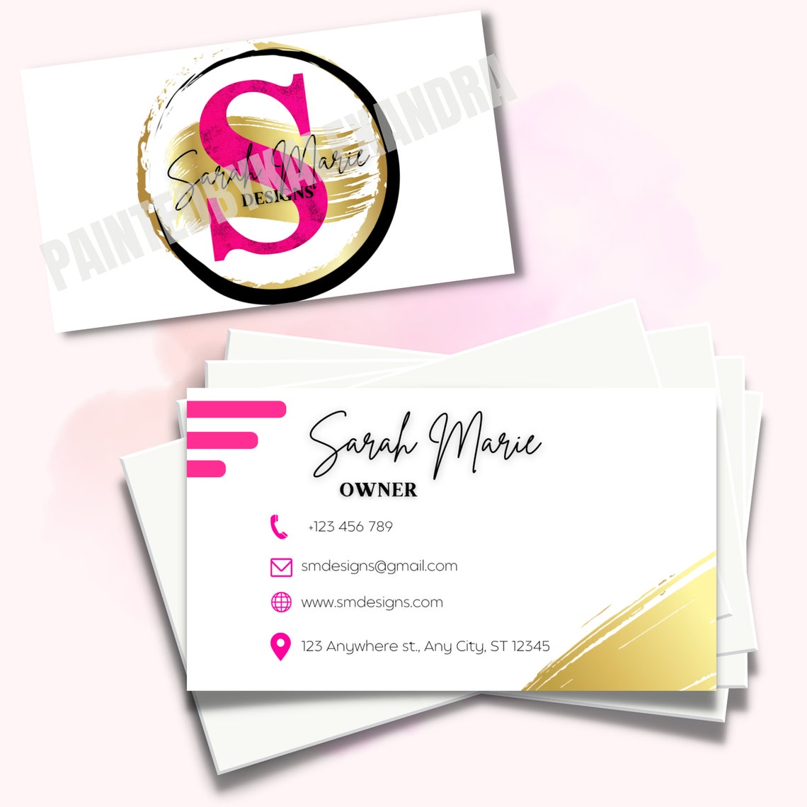 Pink & Gold Logo, Text Logo, Pre-made Logo Design, Luxury Logo, Modern ...