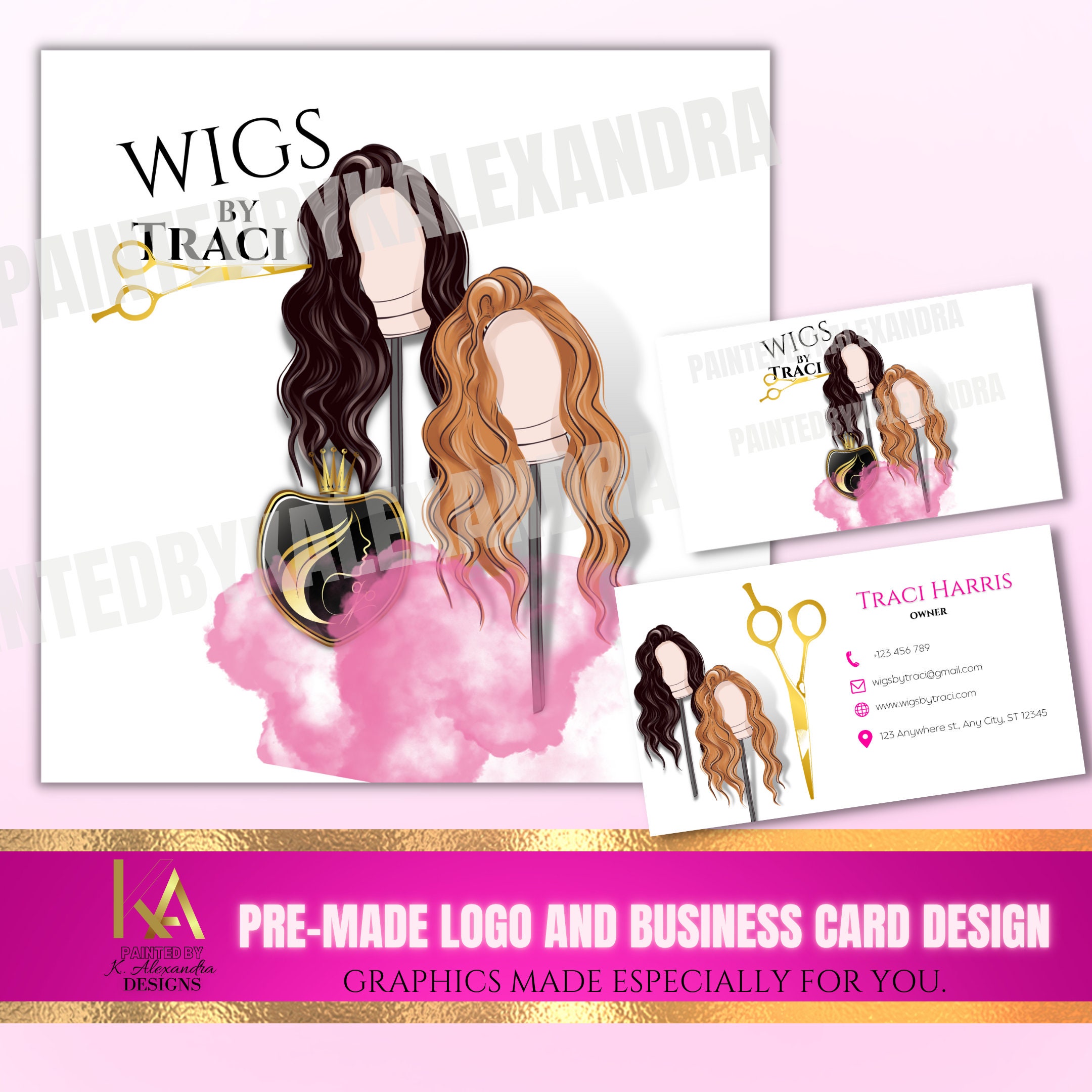 Beauty Logo, Hair Stylist Logo, Wig Logo, Pre-made Logo, Hair Logo ...