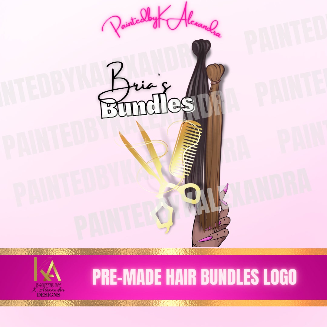 Hair Bundles Logo, Hair Extensions Logo, Hair Logo, Pre-made Logo ...
