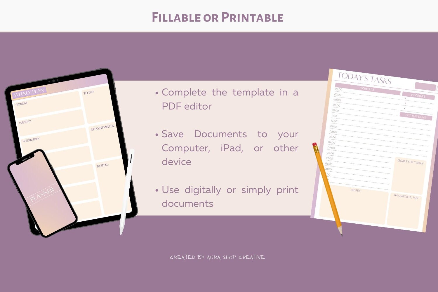 Instant Download Digital Planner Daily Weekly Monthly Planner Aesthetic ...