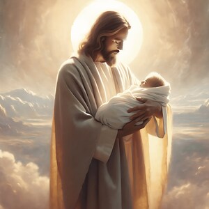 Jesus With Baby | Digital Download | Jesus Christ Heavenly Scene ...