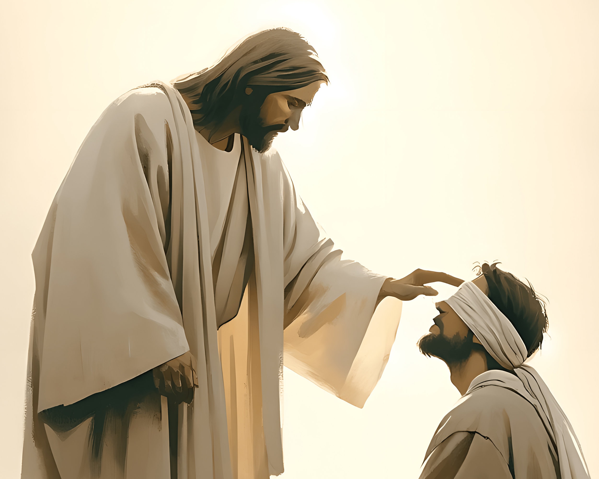 The Divine Miracle: Jesus Healing a Blind Man - Digital Print ...