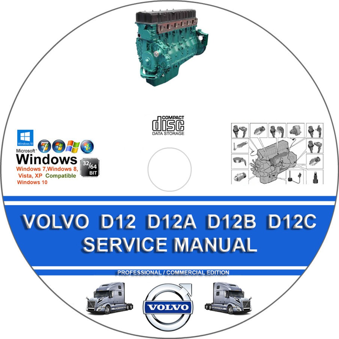 Volvo Truck D12 D12A D12B D12C Engine Service Repair Manual on CD - Etsy