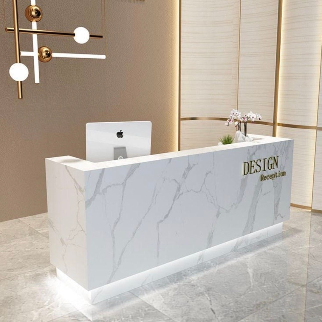 Kaia London White Marble Reception Desk - Etsy