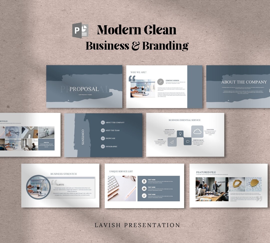 Minimal PPTX, Watercolor Blue, Chic Powerpoint, Business Template ...
