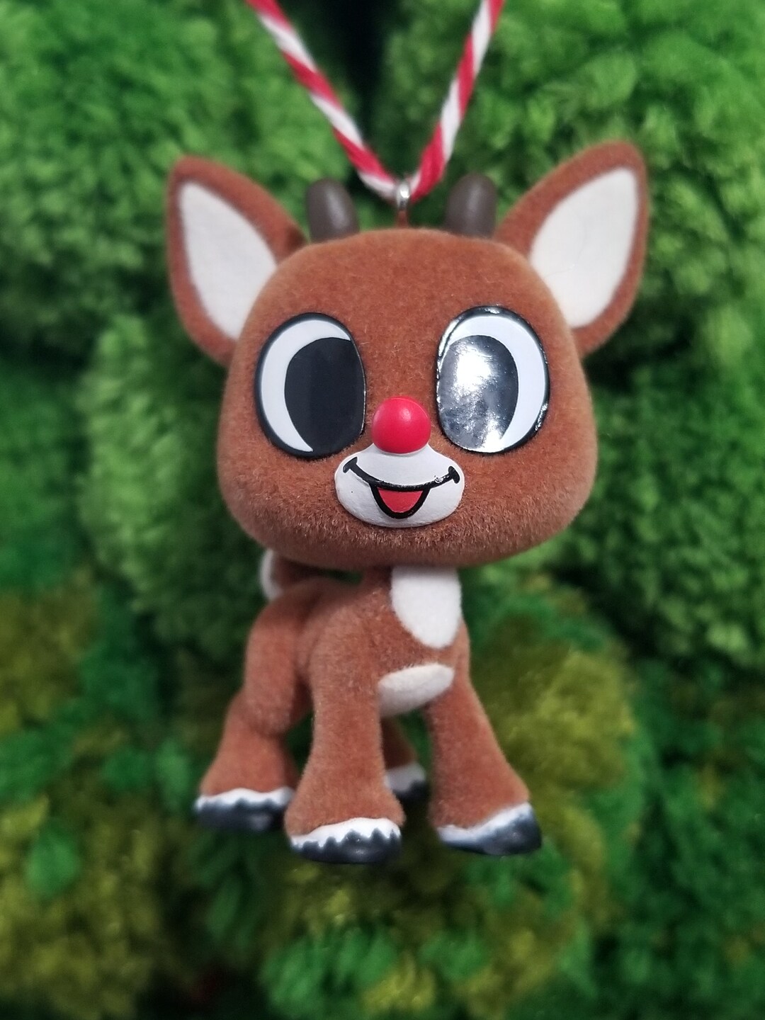 Flocked Rudolph the Red Nosed Reindeer Ornament - Etsy