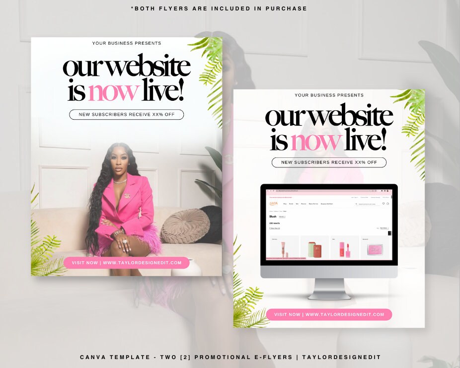 2 Website Launch Flyers Grand Opening Customizable Canva Template - Etsy