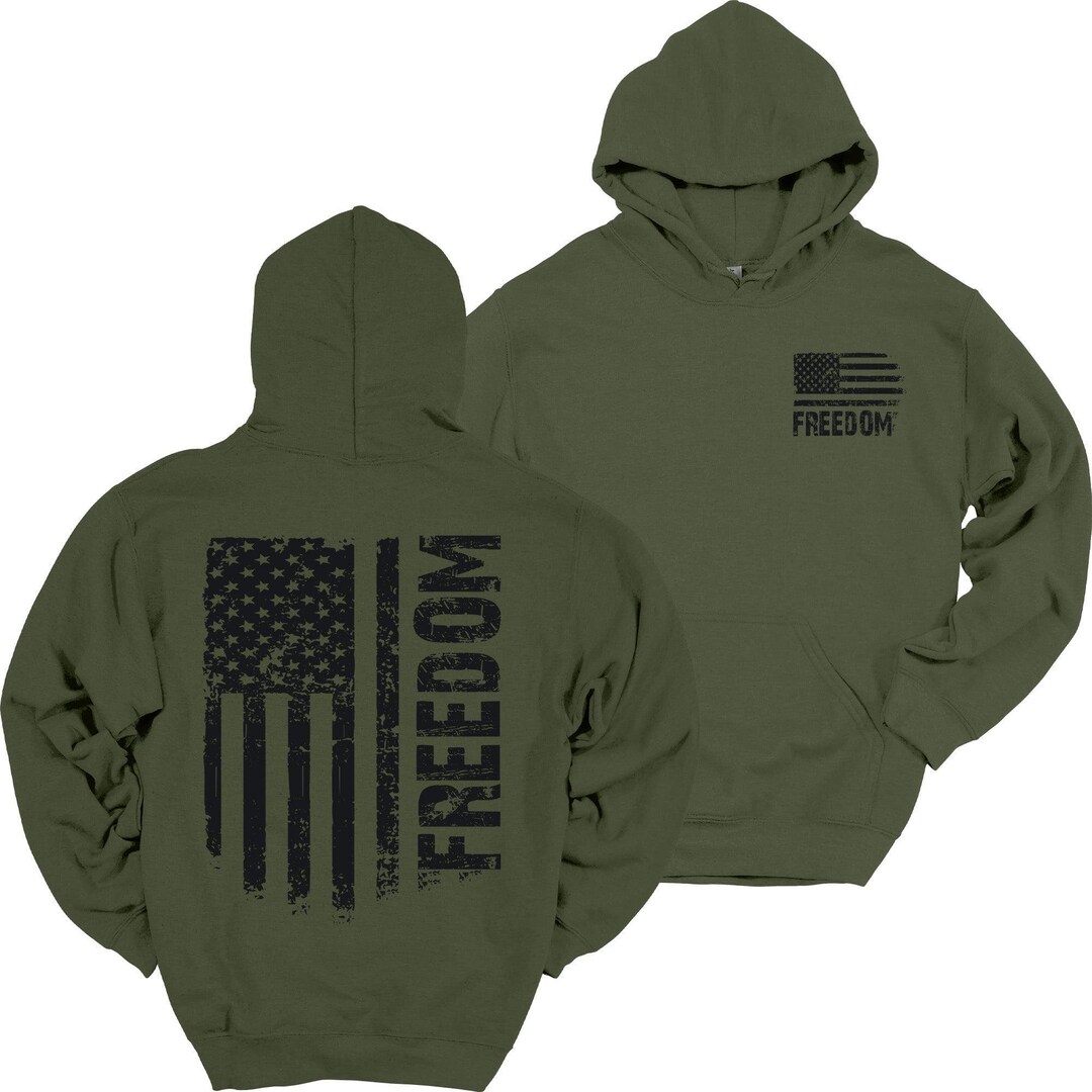Men's Freedom Flag Hoodie Patriotic Heavy Blend Hooded Sweatshirt ...