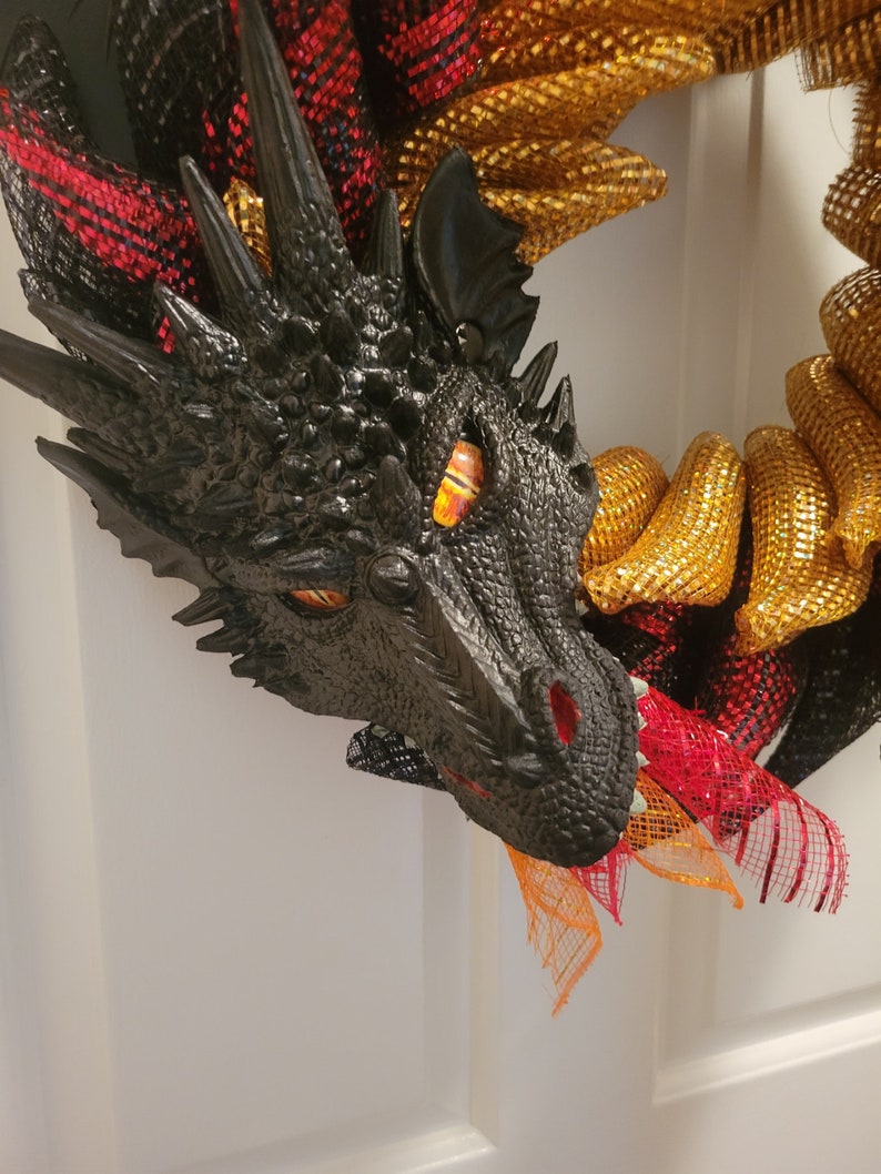 Fire Breathing Dragon Wreaths - Red, Gold, Pink, Black, Blue With ...