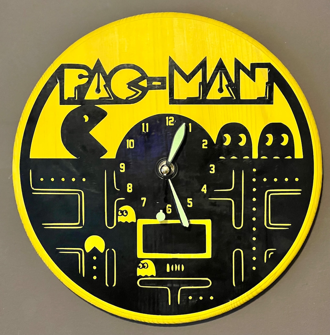 PAC-MAN Glow in the Dark Hands Hand Made Clocks. Wood and - Etsy