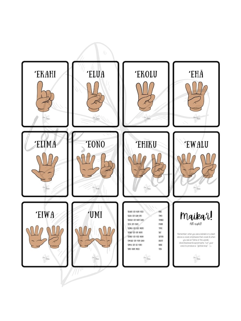 Hawaiian Flashcards - Numbers in Hawaiian - ʻŌlelo Hawaiʻi - Basic ...
