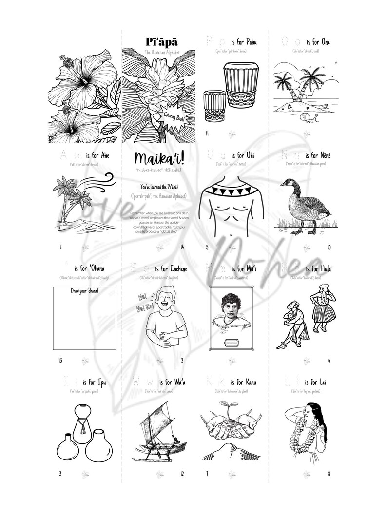 Hawaiian Coloring Book - Pīʻāpā / Hawaiian Alphabet - ʻŌlelo Hawaiʻi ...