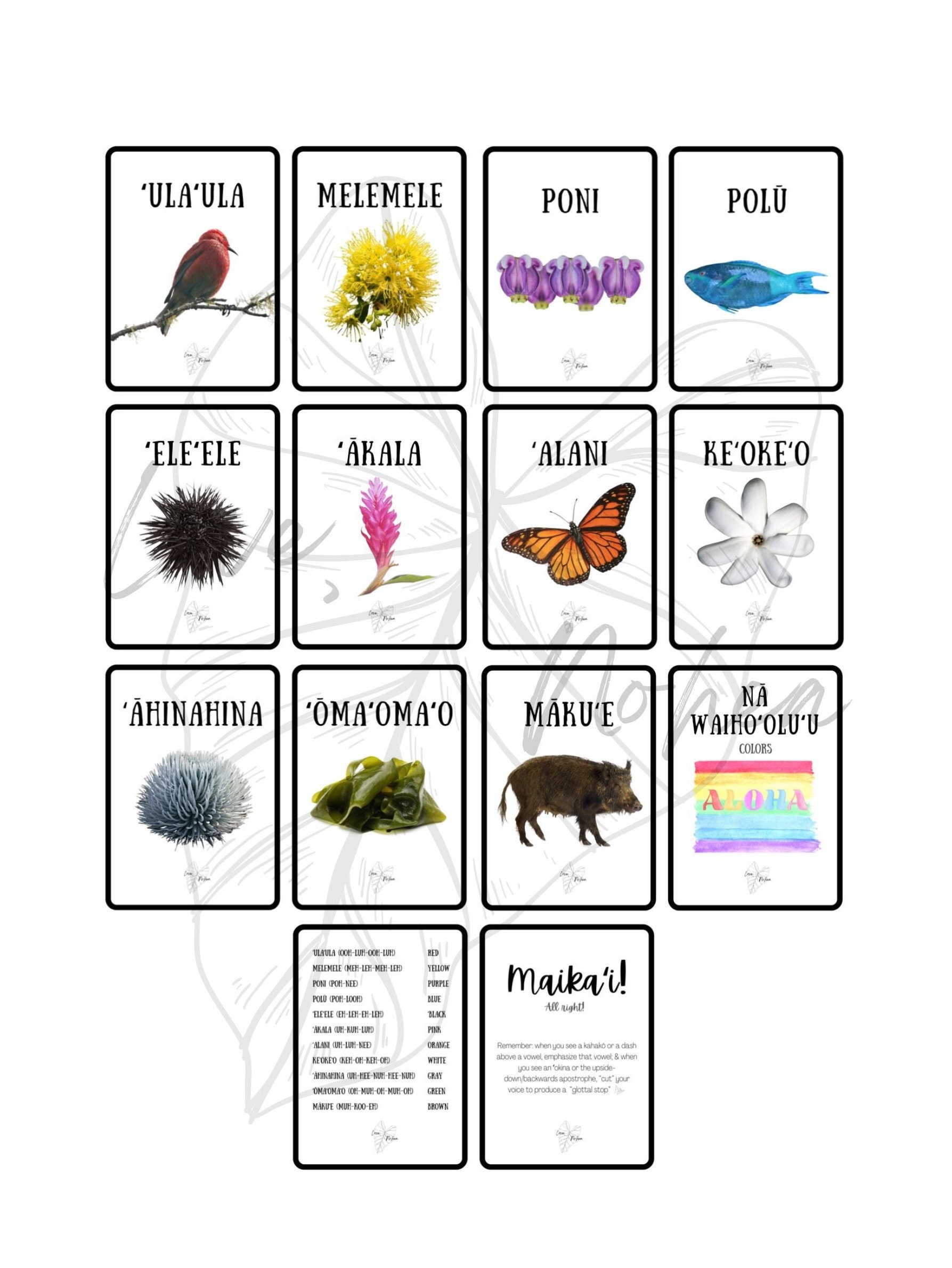 Hawaiian Flashcards - Colors in Hawaiian - ʻŌlelo Hawaiʻi - Basic ...