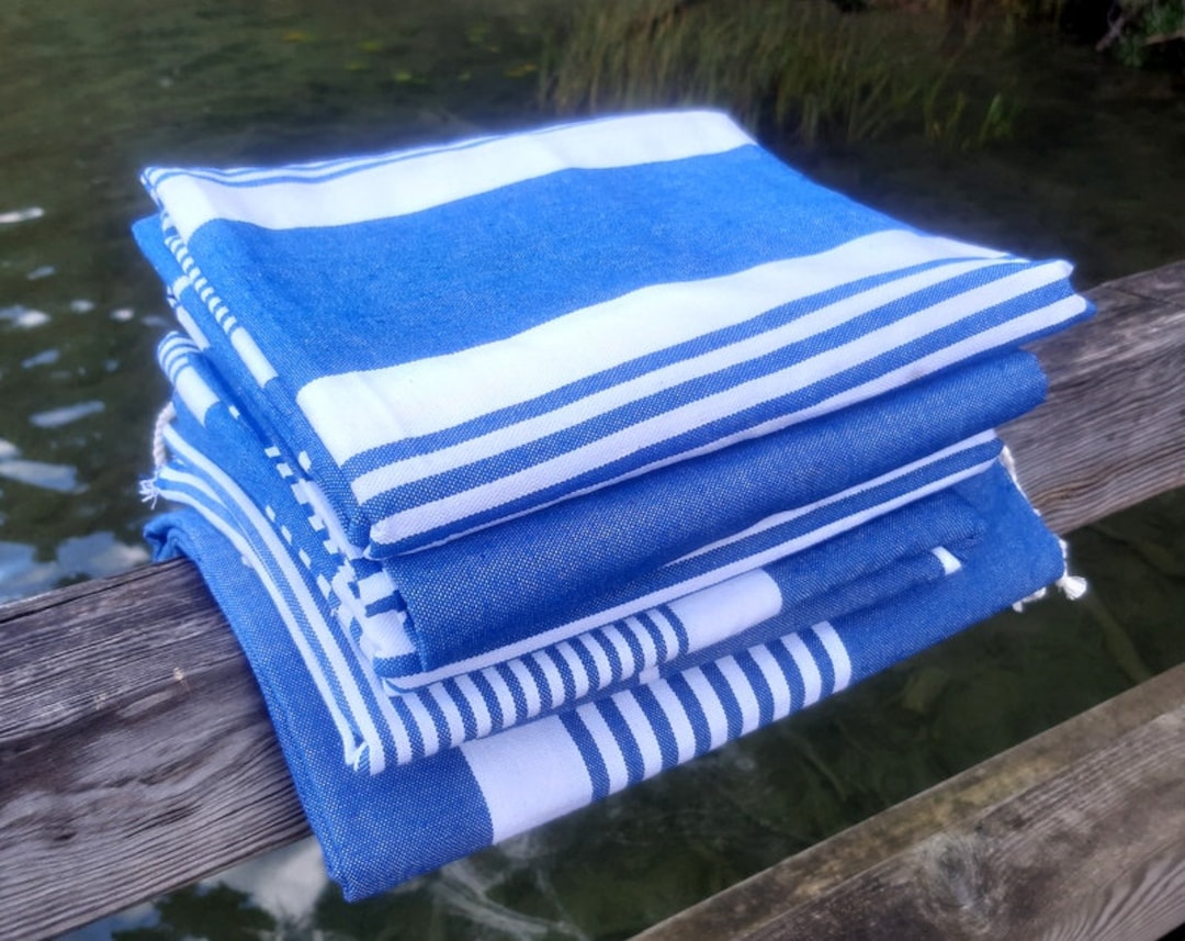 Blue Beach Towels/ Linen Beach Towel/ Custom Beach Towels/ Beach Towels ...