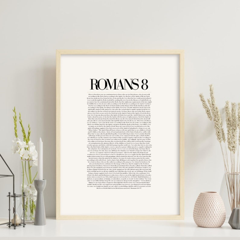 Romans 8 Bible Verse Christian Wall Art Faith Print - Etsy