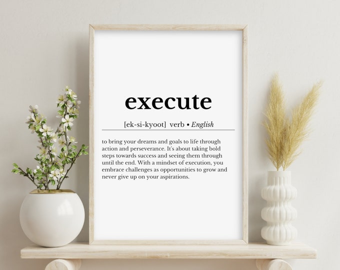 Instant Motivational Wall Art Execute Inspiration Home Gym Decor Wall ...