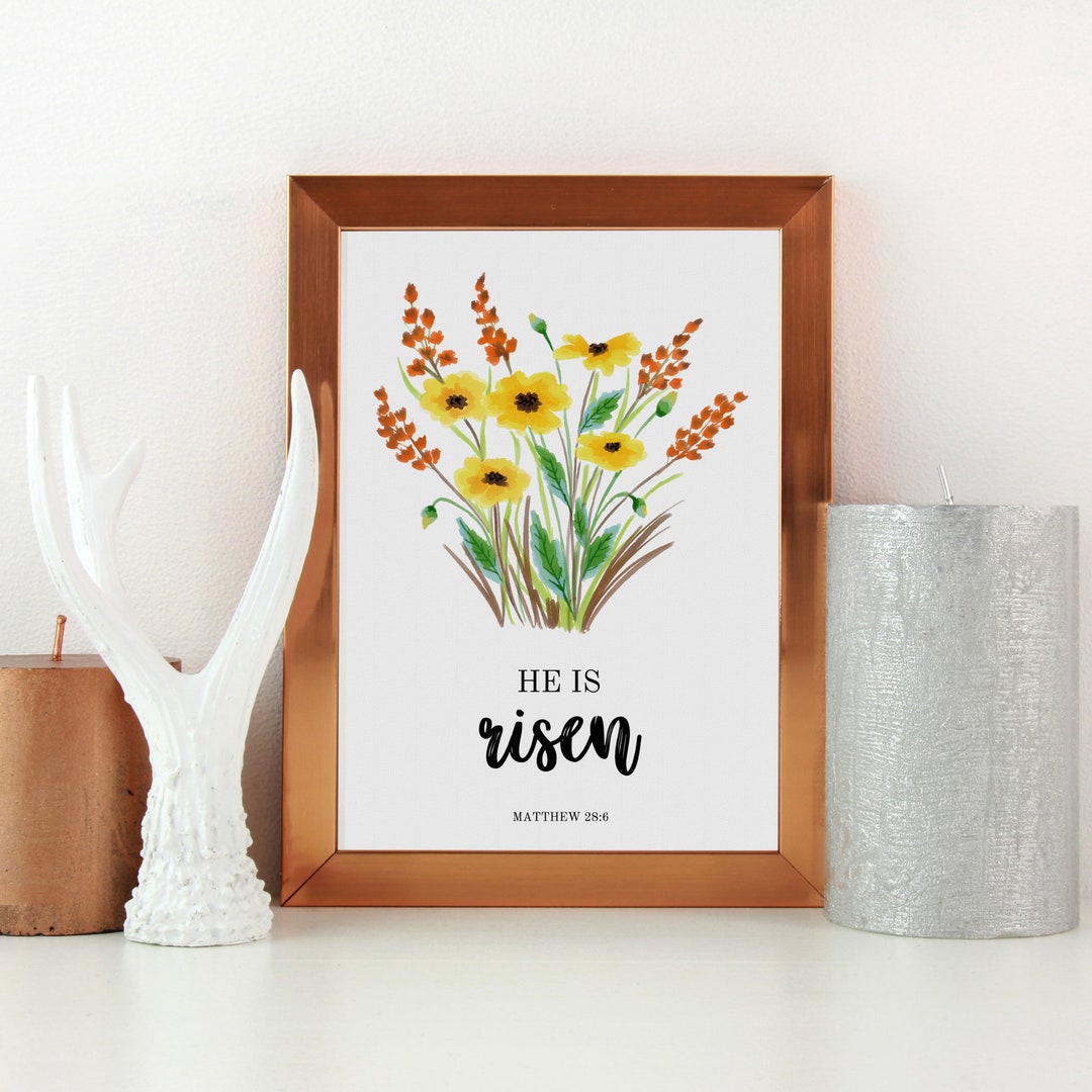 Digital Inspirational He is Risen Wall Art Bible Verse Home - Etsy