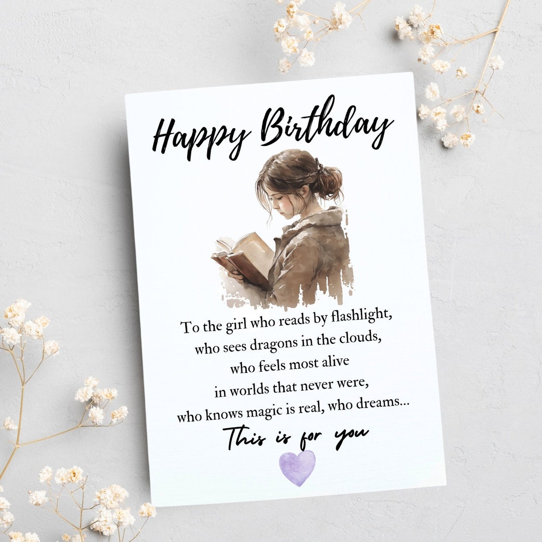 Birthday Book Card - Bookworm - Birthday Card - Book Quote - Book Lover ...