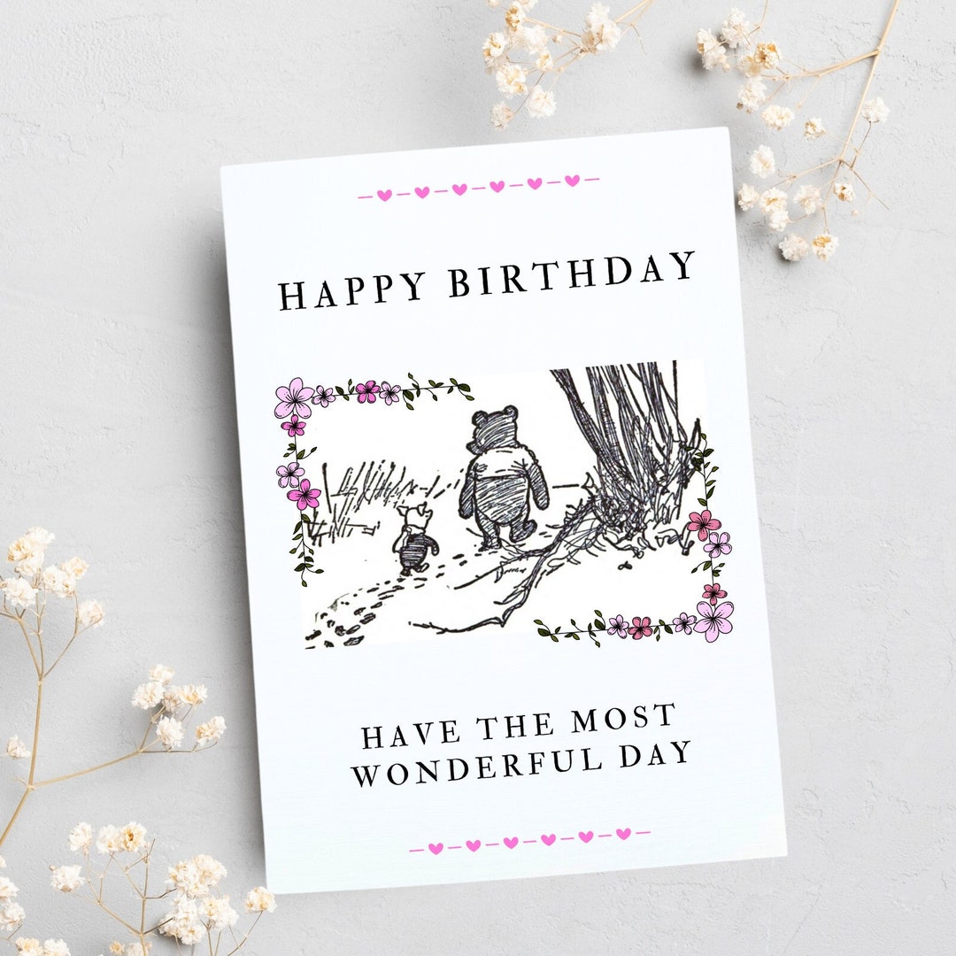 Happy Birthday Winnie the Pooh Card Friendship Winnie the Pooh Inspired ...