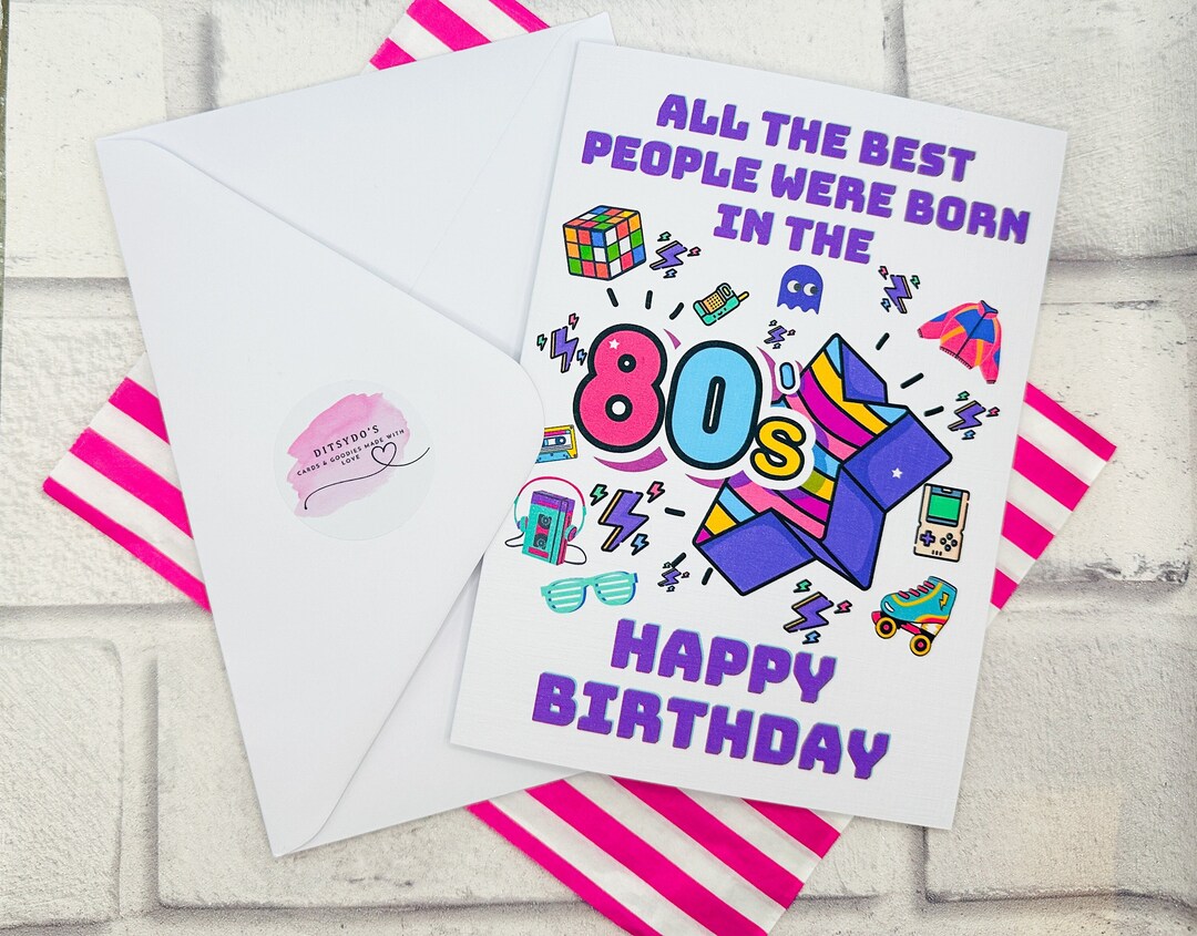 Retro 1980's Birthday Card - Nostalgic Card - Memories of the 80's - Card for Friends and Family ...