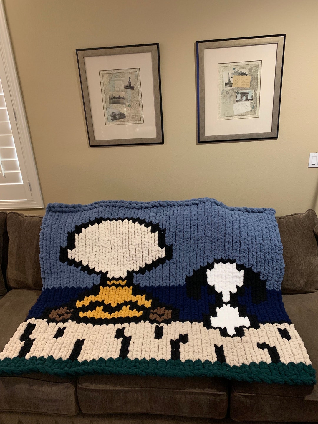 Snoopy on Dock Chunky Knit Blanket - Etsy