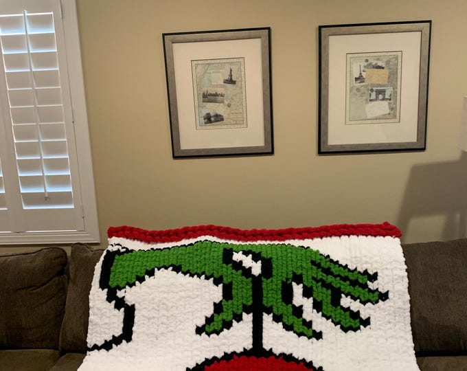 Grinch Hand Knit Chunky Throw Blanket - Etsy