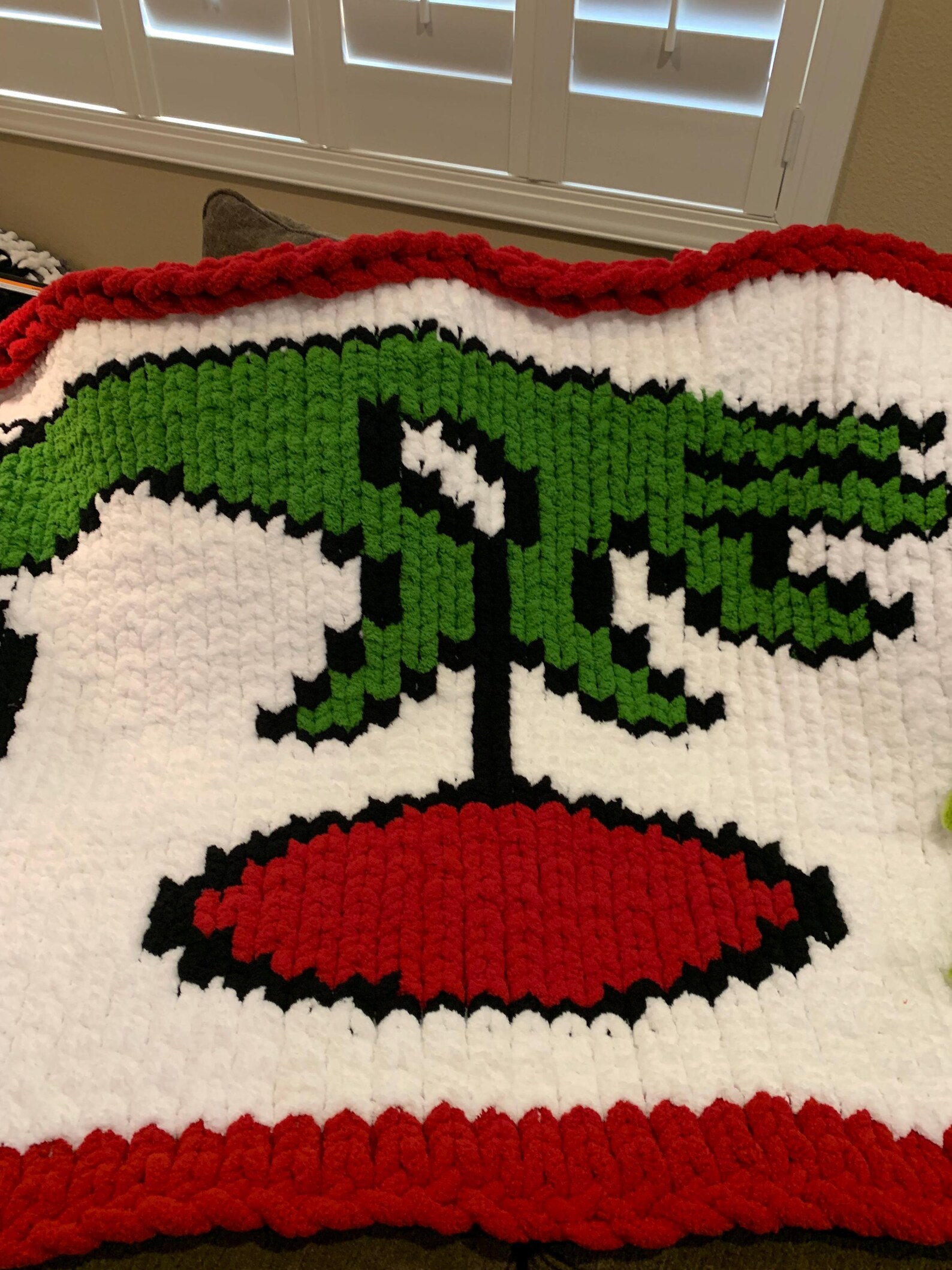 Grinch Hand Knit Chunky Throw Blanket - Etsy