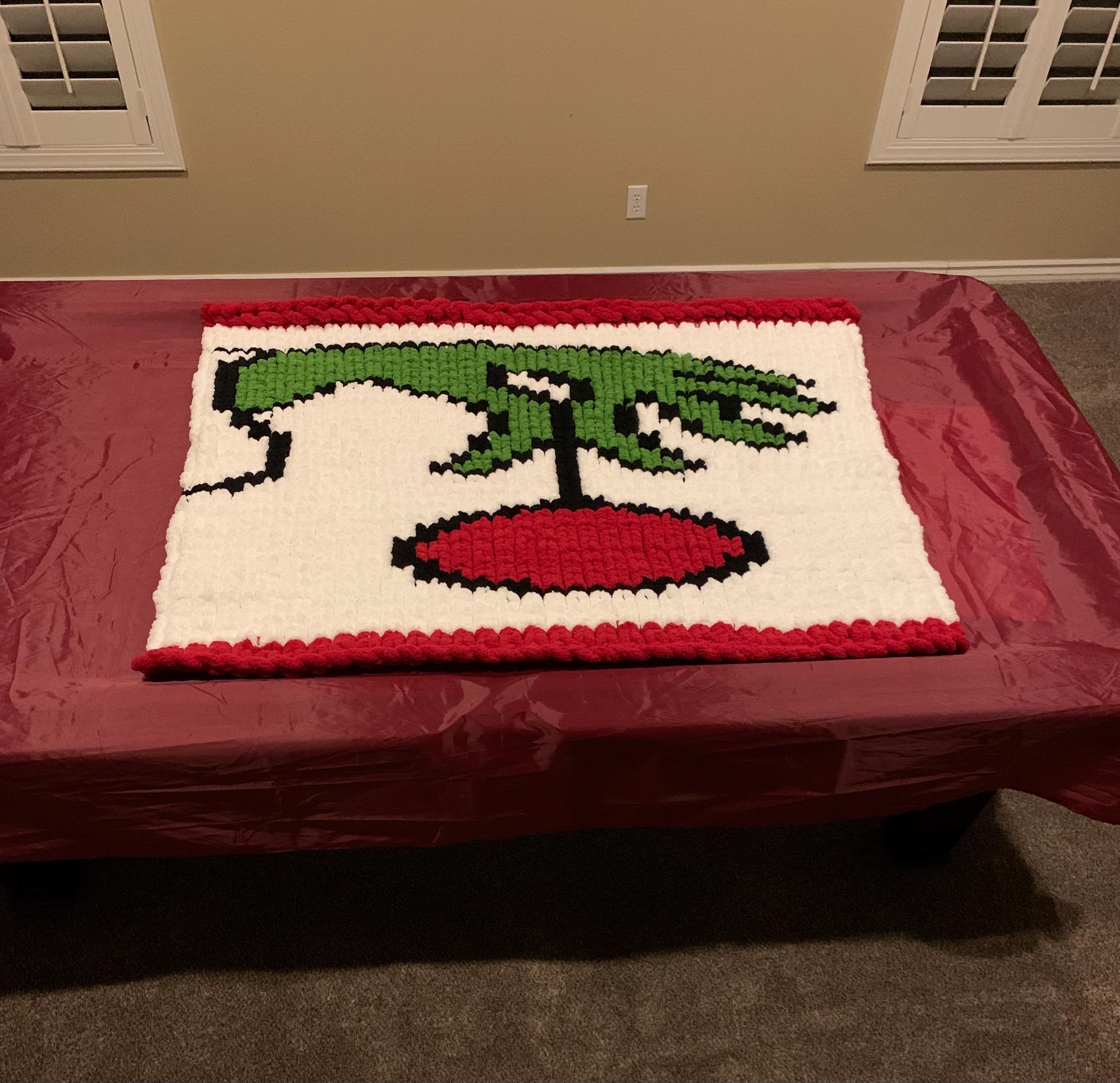 Grinch Hand Knit Chunky Throw Blanket - Etsy