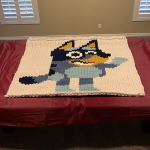 Bluey Hand Knitted Chunky Blanket - Etsy