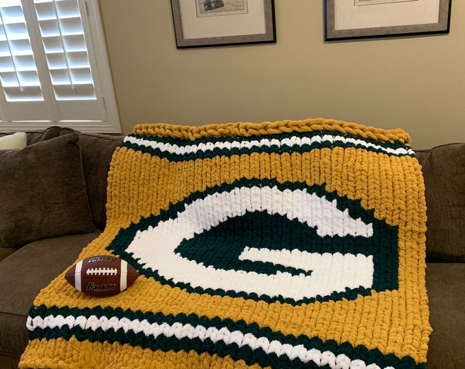 Green Bay Packers Chunky Knit Blanket - Etsy