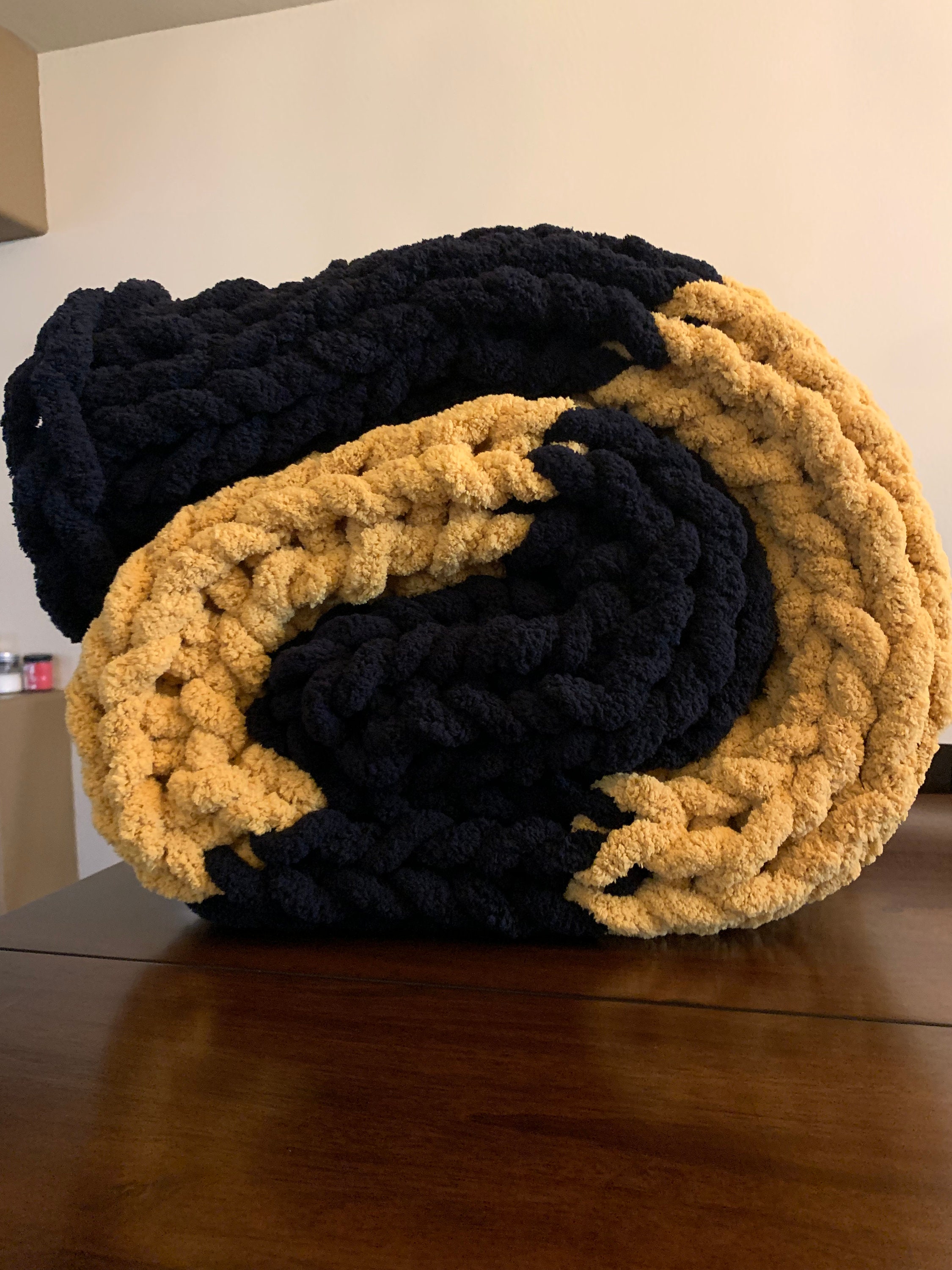 Handmade Chunky Knit Blanket: Large Purdue Colors Throw - Etsy