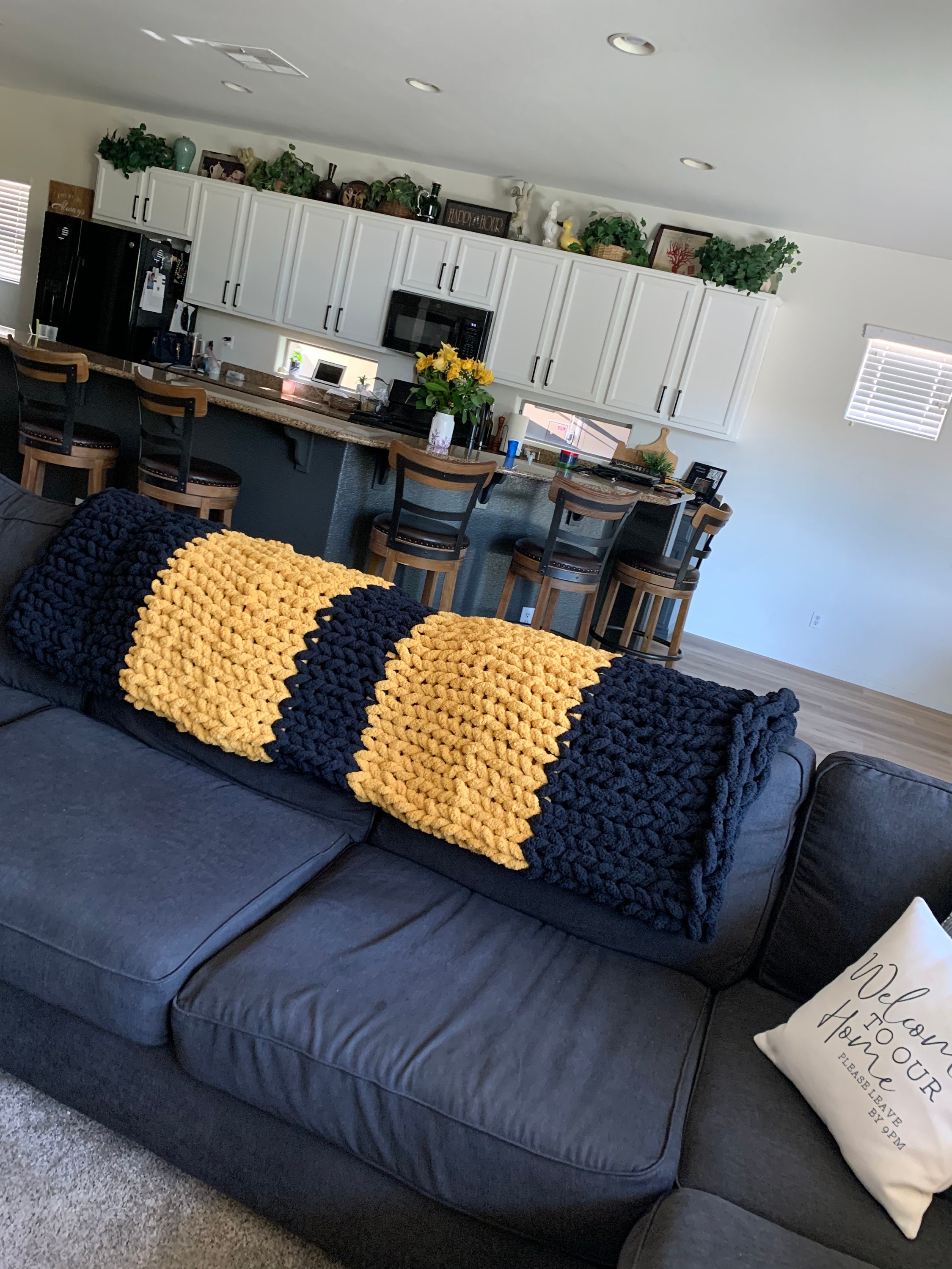 Handmade Chunky Knit Blanket: Large Purdue Colors Throw - Etsy