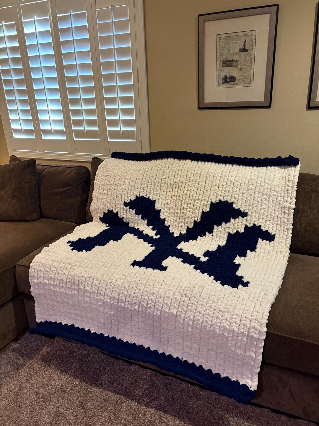 NY Yankees Large With Border Chunky Blanket - Etsy