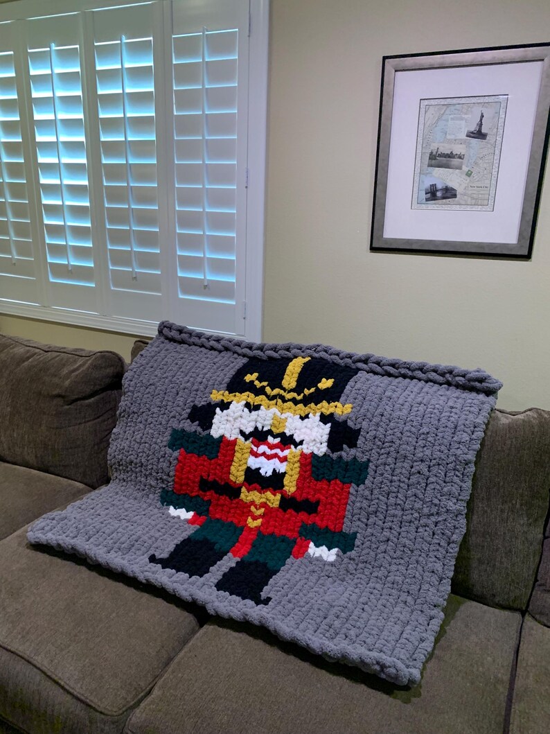 Nutcracker Hand Knit Chunky Throw Blanket - Etsy