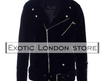 Mens Velvet Biker Jacket - Etsy