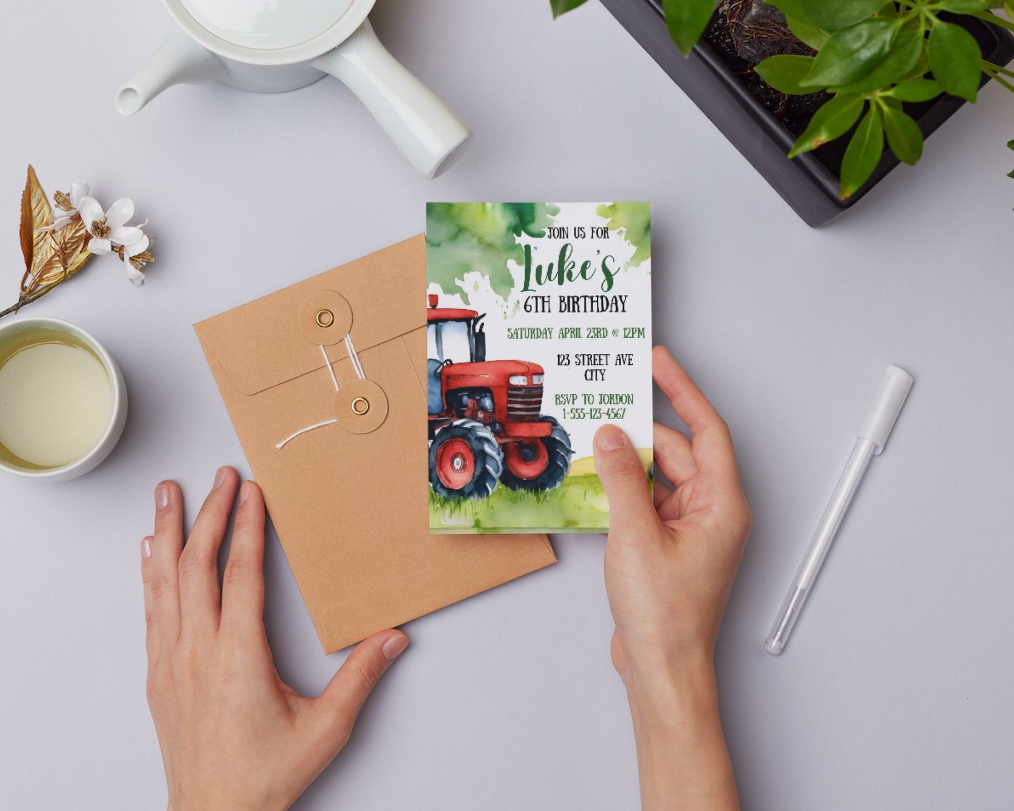 Red Tractor Birthday Invitation, Boys Birthday, Girls Birthday, Farm ...