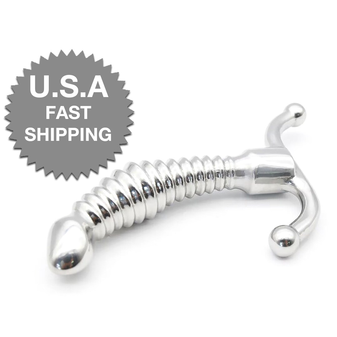 Threaded Metal Dildo Prostate Massager With Beaded Anal Ball Plug S