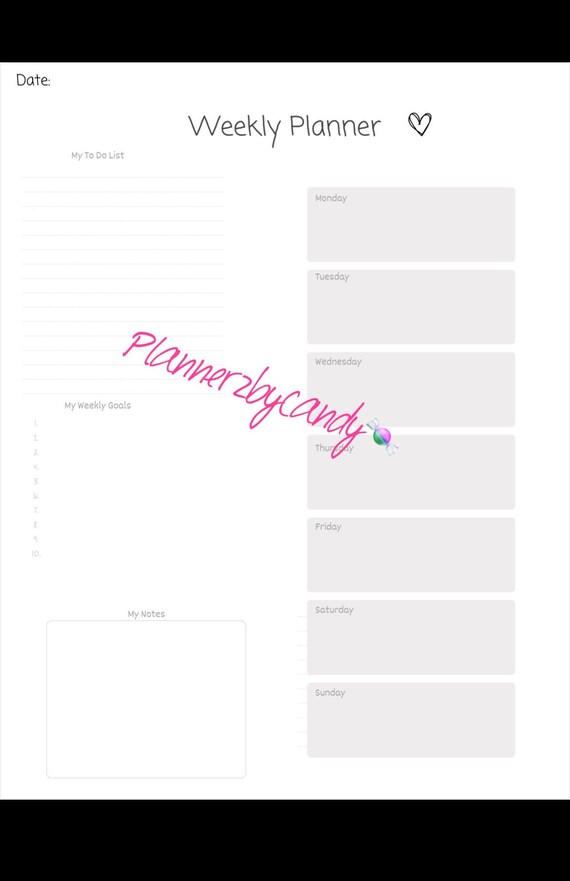 Printable Weekly Planner PDF - Etsy