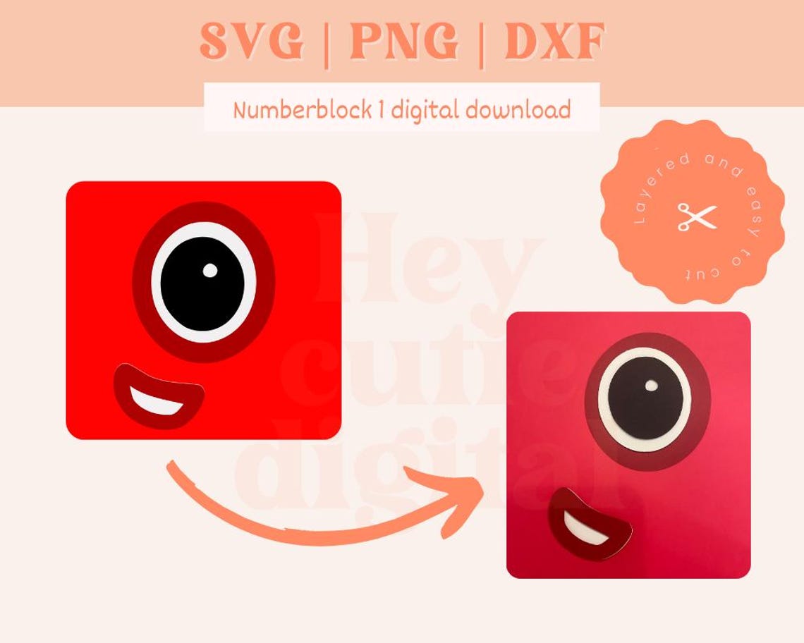 Number Blocks Svg | Numberblock # 1 Digital Files | SVG PNG DXF ...