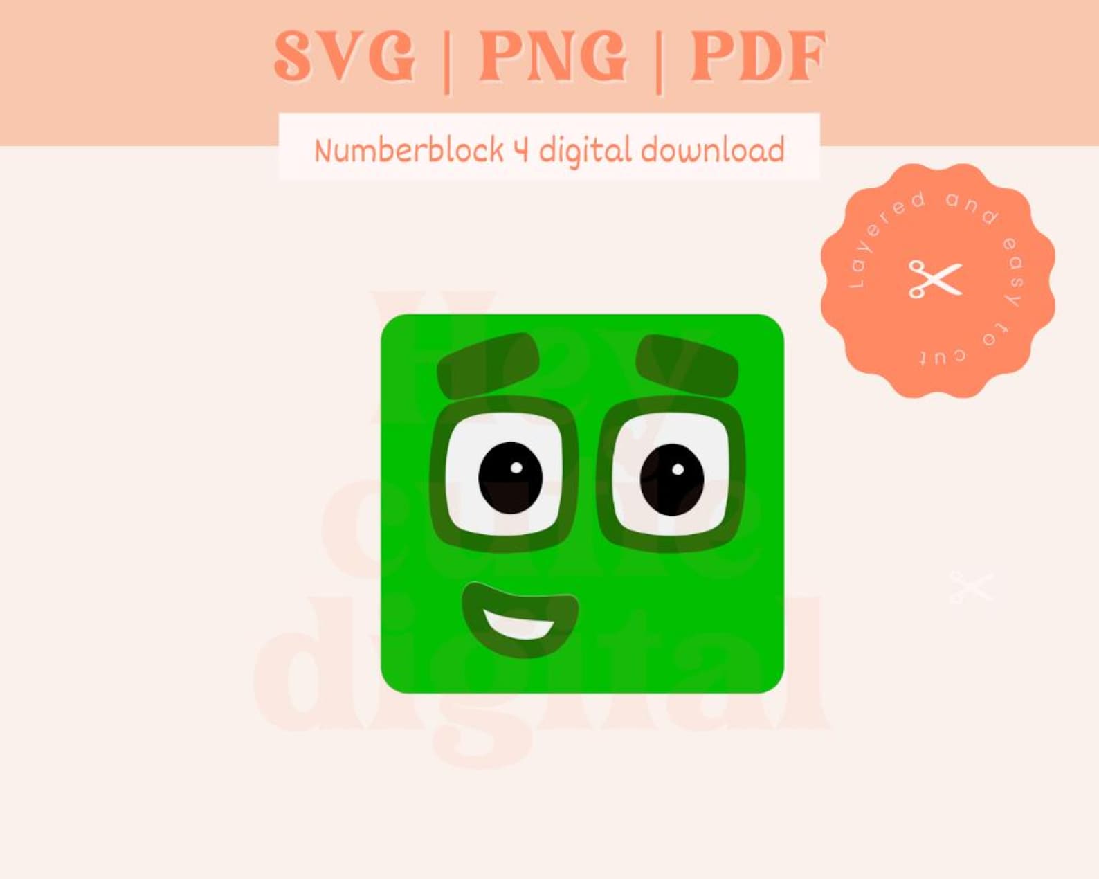Number Blocks Svg | Numberblock #4 Digital Files | SVG PNG DXF ...