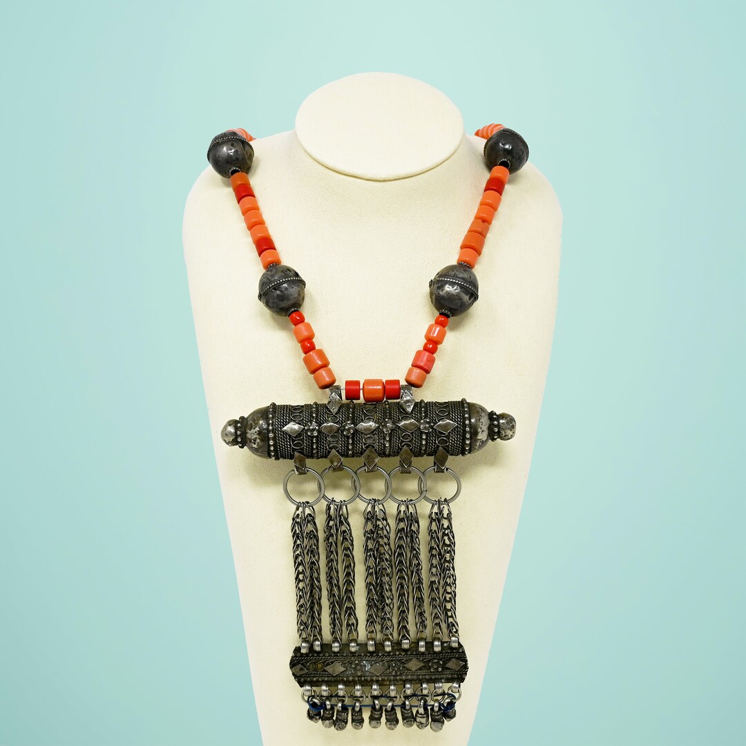 Vintage Middle Eastern Yemeni And/or Bedouin Silver Coral Glass ...