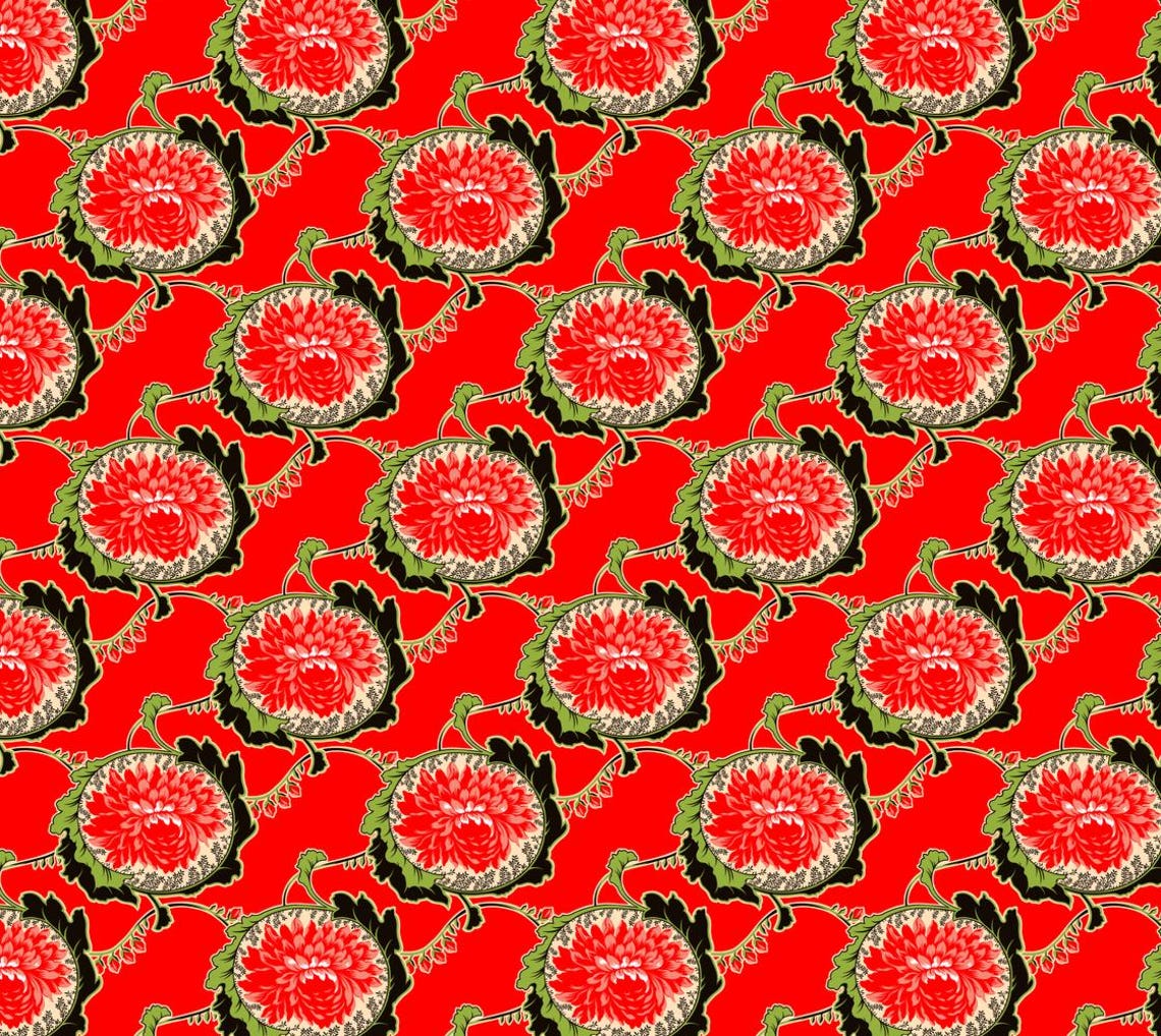 Vintage USSR Soviet Russian Floral Cotton Sateen Fabric Design for ...