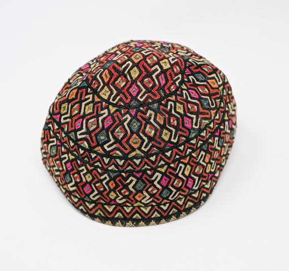 Vintage Central Asian Turkmen Embroidered Hat - Gem