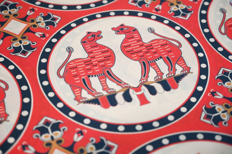 Late Antique Sogdian Style Silk Twill 1m (52" X 39") Fabric - Etsy