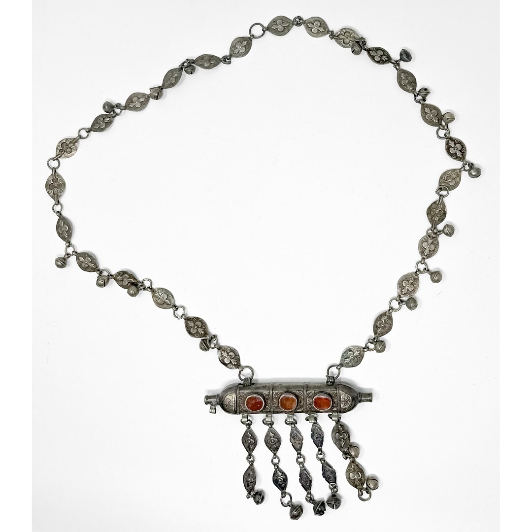 Vintage Central Asian Turkmen Yomud Yomut Gilt Silver Tumar Amulet ...