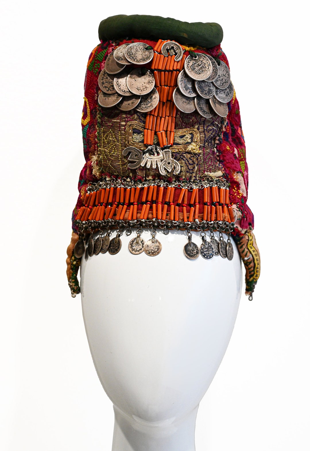 Palestinian Headdress With Silver Metal Islamic Coins and Embroidery - Etsy