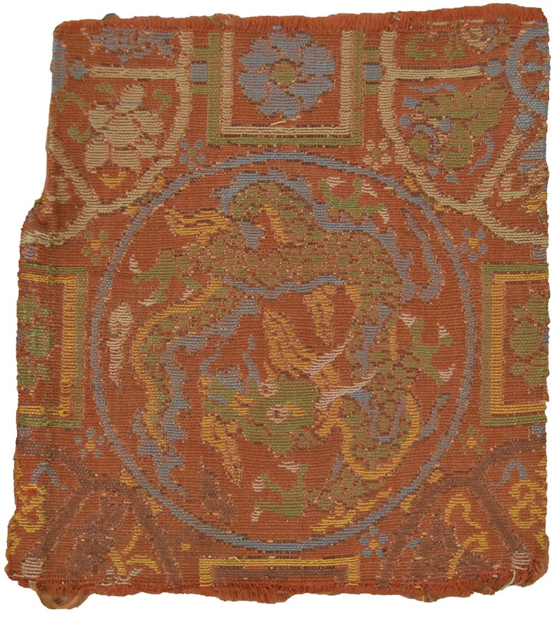 Rare Sino Mongolian Chinese Dragon Roundel Textile Fragment - Etsy