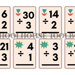 Basic Division Facts Printable Flashcards, SVG File, Downloadable ...