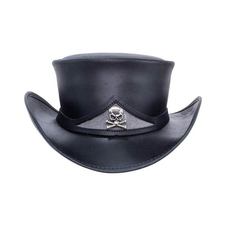 Pale Rider Skull Top Hat Leather Hat Leather Top Hat Gothic Top Hat Men ...
